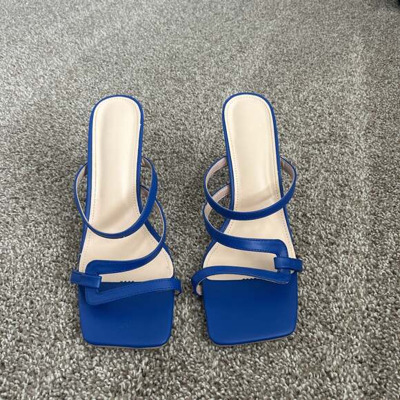 The Drop | Shoes | The Drop Avery Blue Square Toe Heels Two Strap Block ...